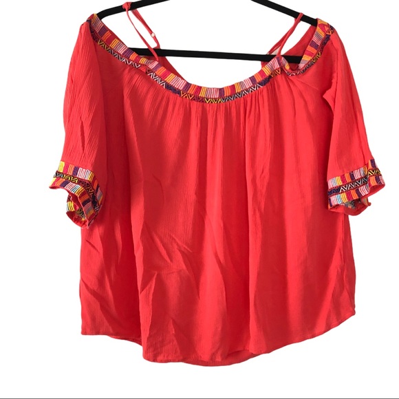 Love By Design | Tops | Love By Design Cold Shoulder Embroidered Top ...